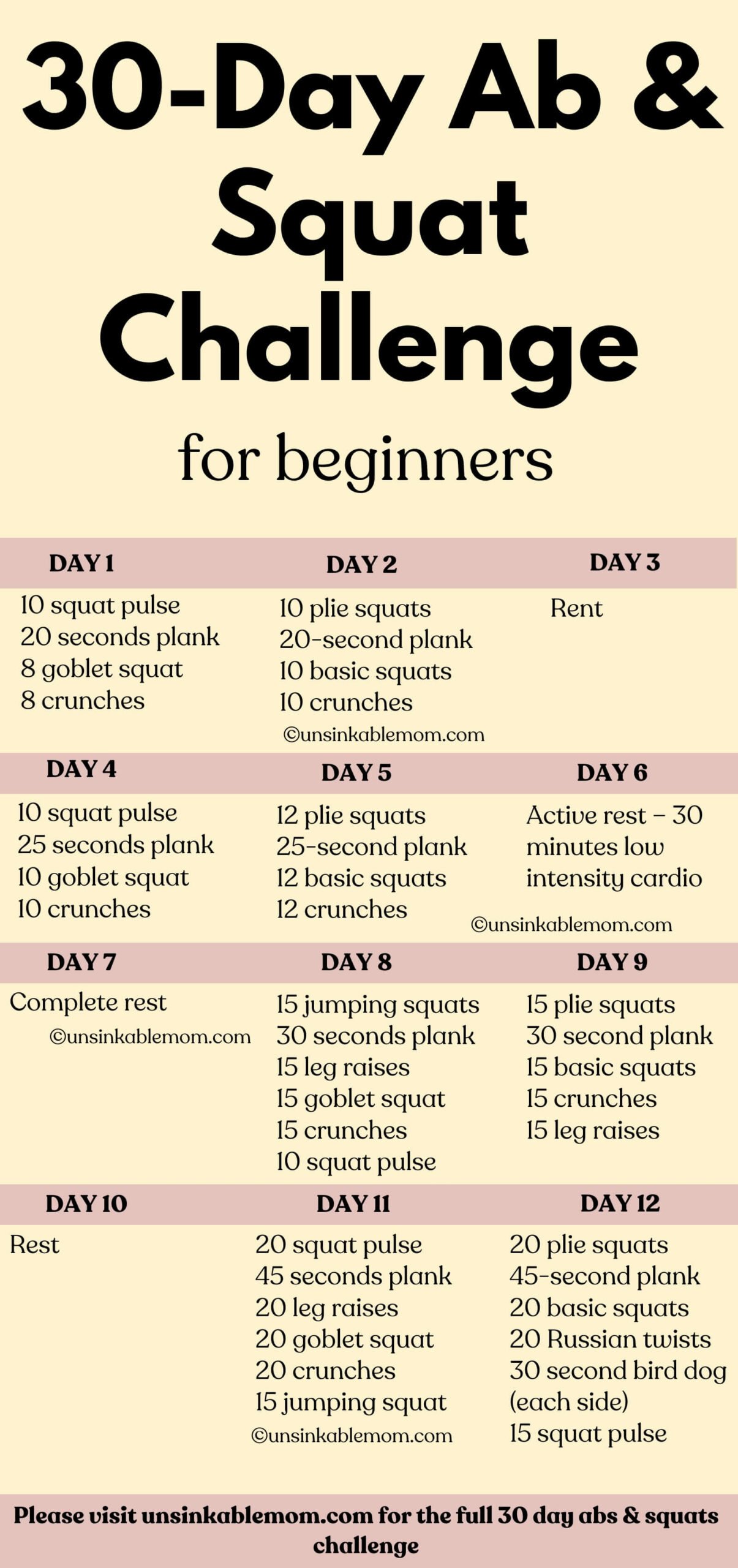 Realistic 30 Day Ab and Squat Challenge - Unsinkable Mom
