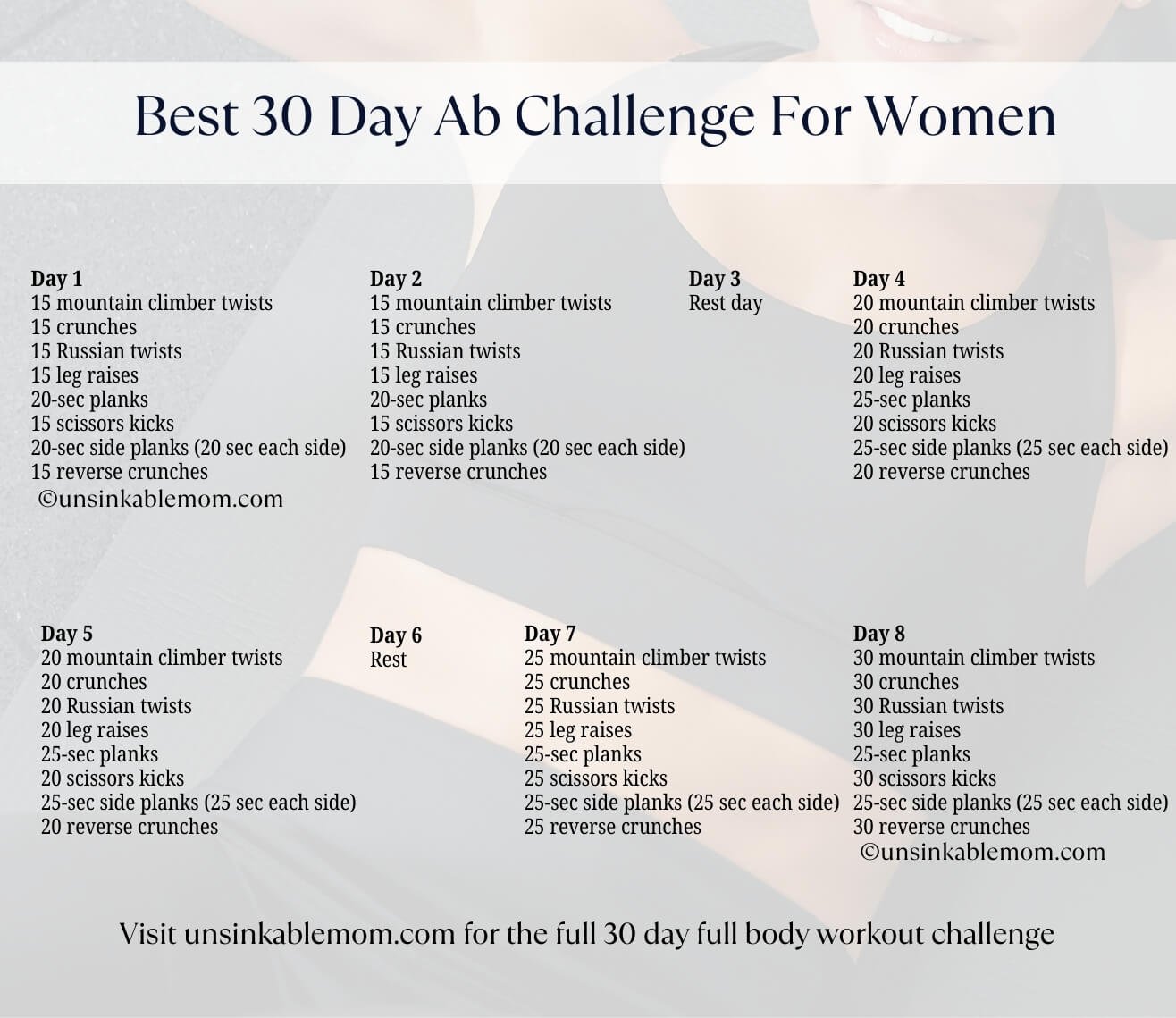 Best 30 Day Ab Challenge for Beginners - Unsinkable Mom