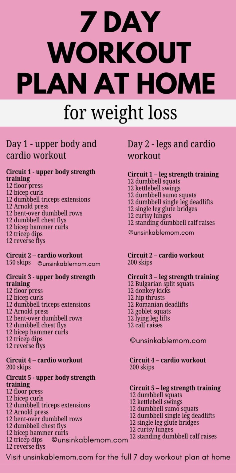 7-Day Workout Plan at Home - Unsinkable Mom